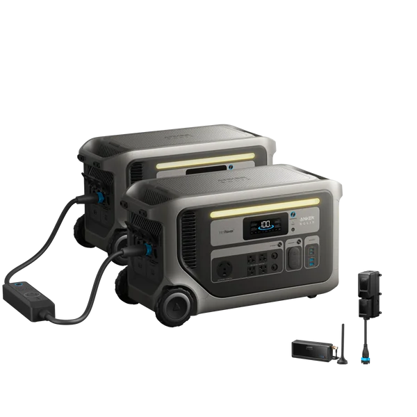 Anker SOLIX F3000 Portable Power Station x2 + Double Power Hub + Power